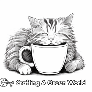 Cat In A Cup Coloring Pages - Free & Printable!
