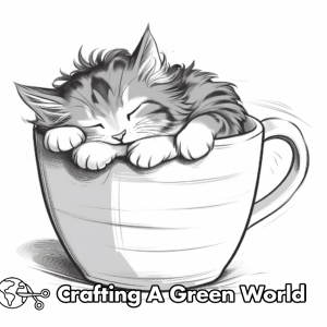 Cat In A Cup Coloring Pages - Free & Printable!