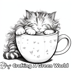 Cat In A Cup Coloring Pages - Free & Printable!