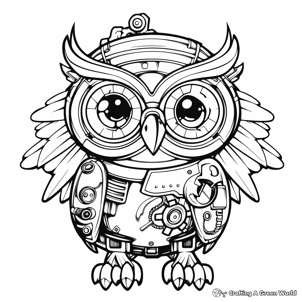 Steampunk Owl Coloring Pages - Free & Printable!