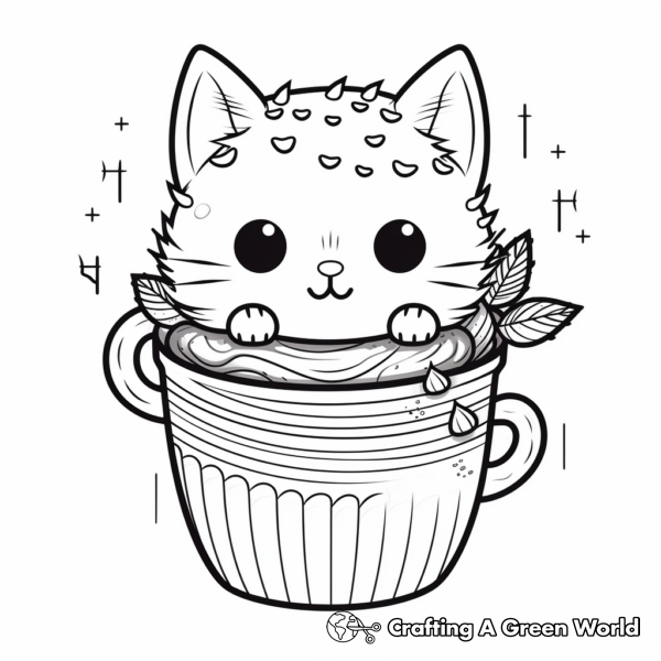 Cat In A Cup Coloring Pages - Free & Printable!