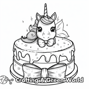 Unicorn Cake Coloring Pages - Free & Printable!