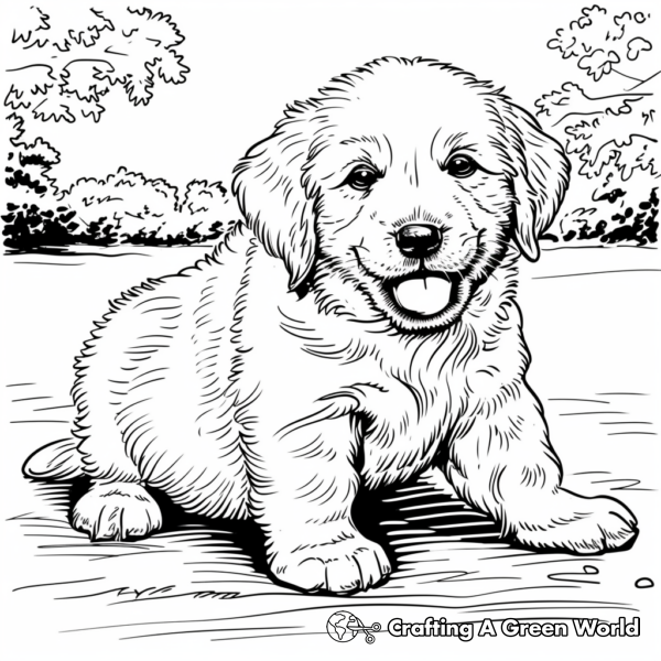Golden Retriever Puppy Coloring Pages - Free & Printable!