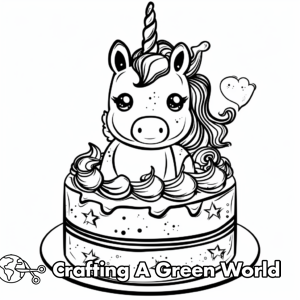 Unicorn Cake Coloring Pages - Free & Printable!