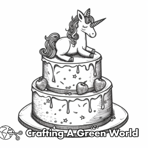 Unicorn Cake Coloring Pages - Free & Printable!
