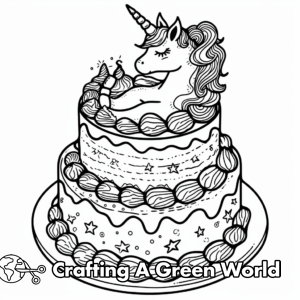 Unicorn Cake Coloring Pages - Free & Printable!
