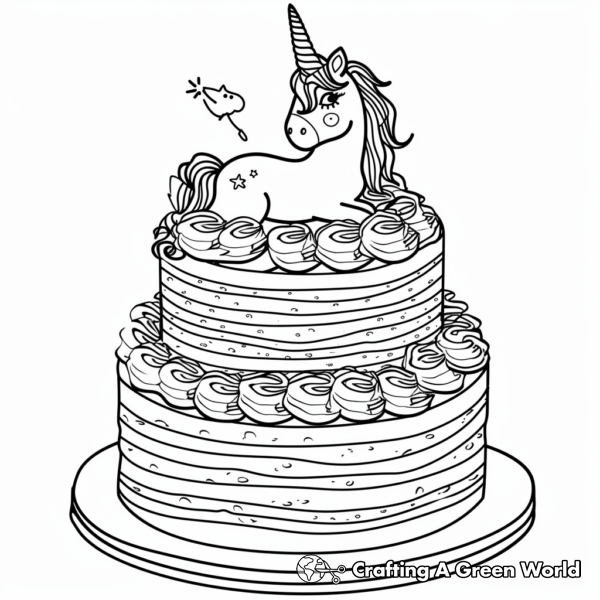 Unicorn Cake Coloring Pages - Free & Printable!