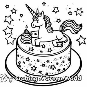 Unicorn Cake Coloring Pages - Free & Printable!