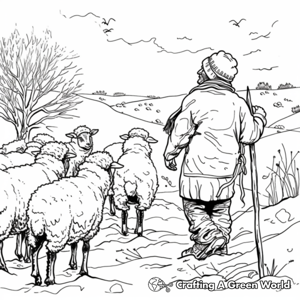Shepherd And Sheep Coloring Pages - Free & Printable!