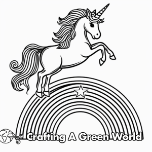 Unicorn Jumping Over A Rainbow Coloring Pages - Free & Printable!