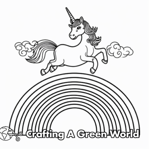 Unicorn Jumping Over A Rainbow Coloring Pages - Free & Printable!