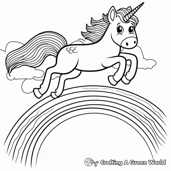 Unicorn Jumping Over A Rainbow Coloring Pages - Free & Printable!
