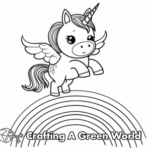 Unicorn Jumping Over A Rainbow Coloring Pages - Free & Printable!