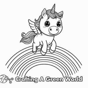 Unicorn Jumping Over A Rainbow Coloring Pages - Free & Printable!
