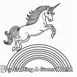 Unicorn Jumping Over A Rainbow Coloring Pages - Free & Printable!