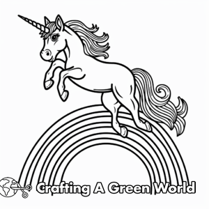 Unicorn Jumping Over A Rainbow Coloring Pages - Free & Printable!