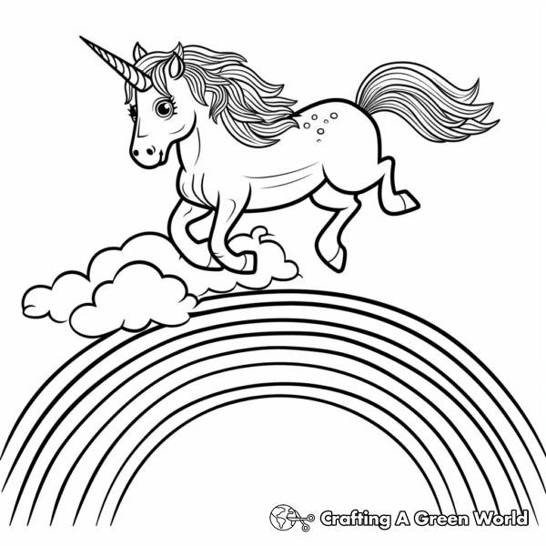 Unicorn Jumping Over A Rainbow Coloring Pages - Free & Printable!
