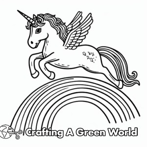 Unicorn Jumping Over A Rainbow Coloring Pages - Free & Printable!