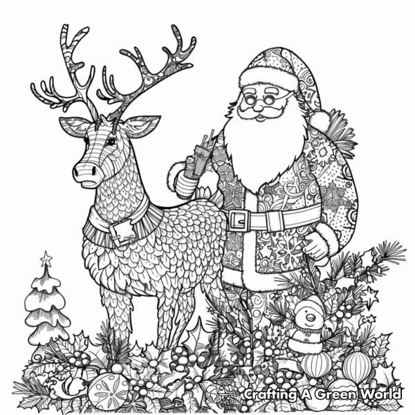 Santa And Reindeer Coloring Pages - Free & Printable!