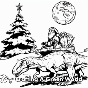 Christmas Dinosaur Coloring Pages - Free & Printable!