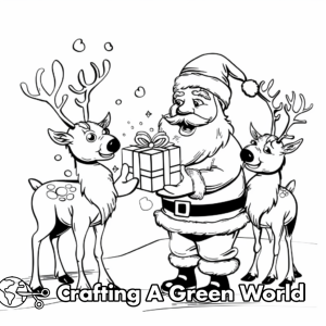 Santa And Reindeer Coloring Pages - Free & Printable!
