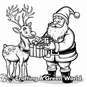 Santa And Reindeer Coloring Pages - Free & Printable!