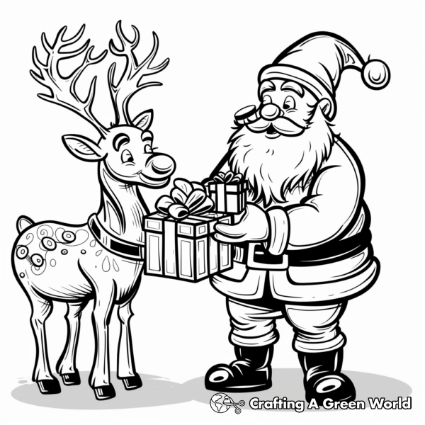 Santa And Reindeer Coloring Pages - Free & Printable!