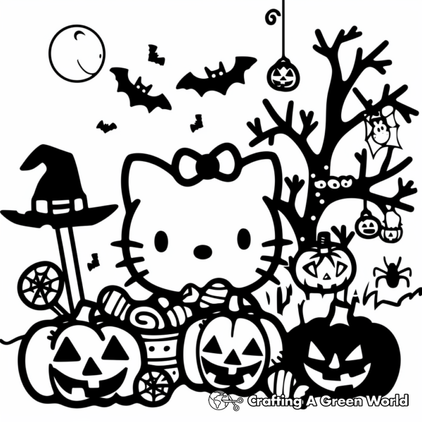 Halloween Hello Kitty Coloring Pages - Free & Printable!
