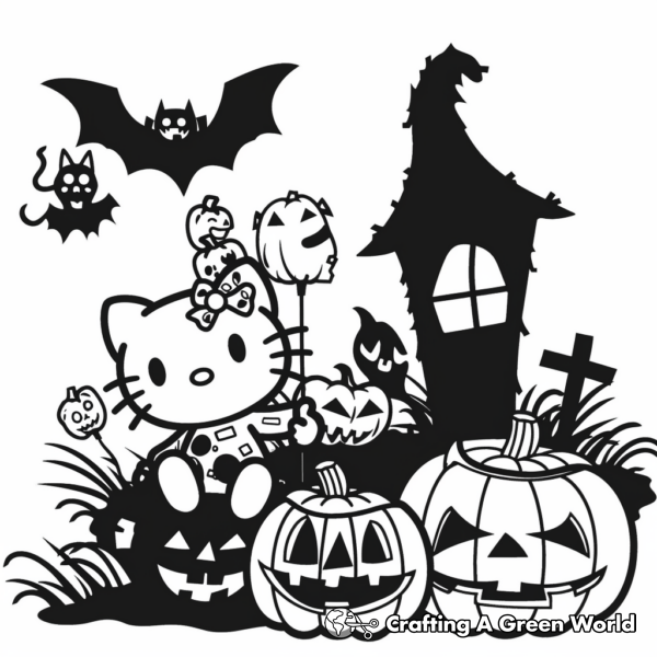 Halloween Hello Kitty Coloring Pages - Free & Printable!
