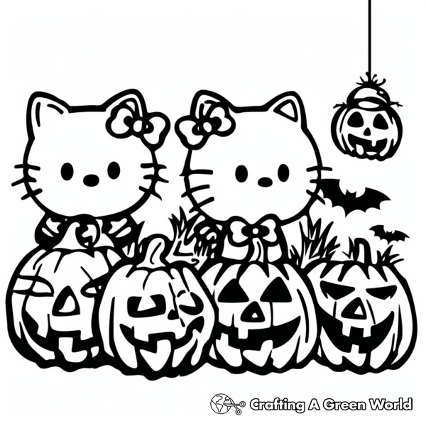 Halloween Hello Kitty Coloring Pages - Free & Printable!