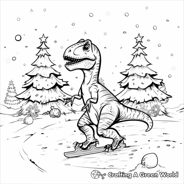 Dinosaur Christmas Coloring Pages - Free & Printable!