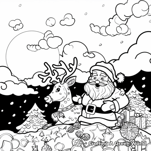 Santa And Reindeer Coloring Pages - Free & Printable!