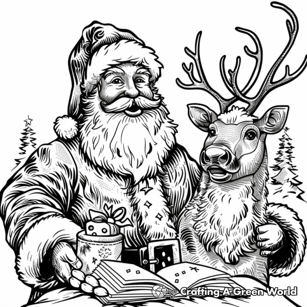 Santa And Reindeer Coloring Pages - Free & Printable!