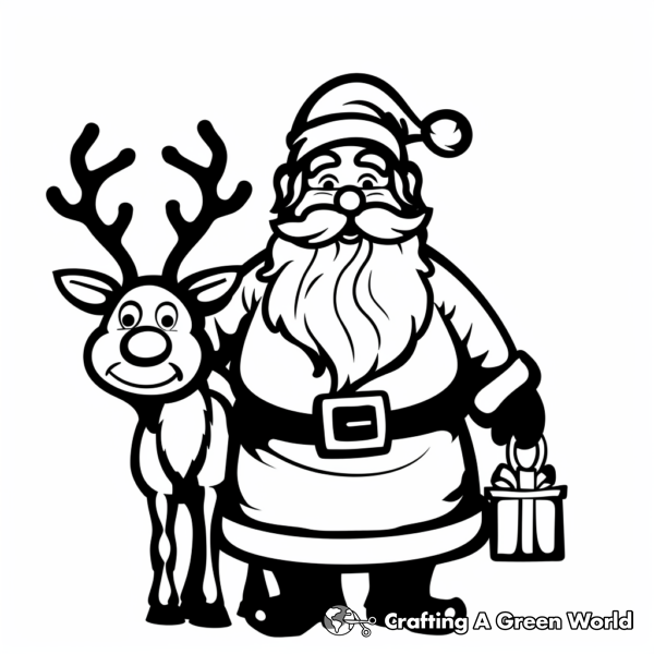 Santa And Reindeer Coloring Pages - Free & Printable!