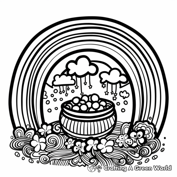 Rainbow With Pot Of Gold Coloring Pages - Free & Printable!