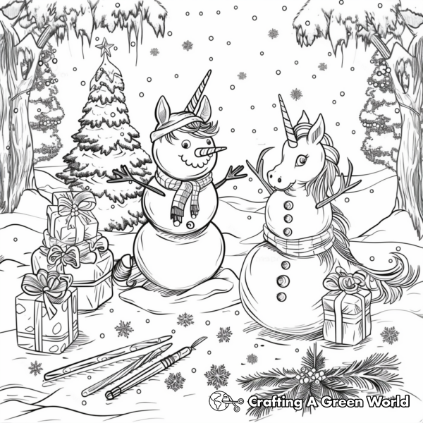 Christmas Unicorn Coloring Pages - Free & Printable!