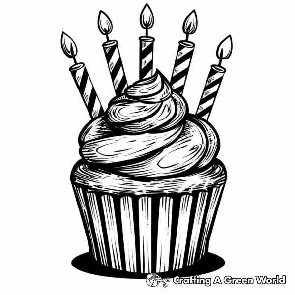 Happy Birthday Cupcake Coloring Pages - Free & Printable!