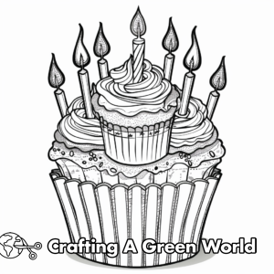 Happy Birthday Cupcake Coloring Pages - Free & Printable!