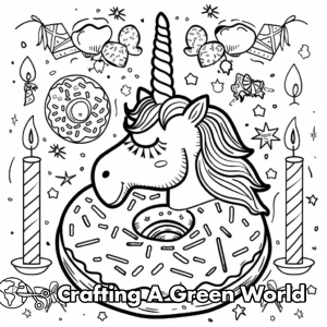 Unicorn Donut Coloring Pages - Free & Printable!