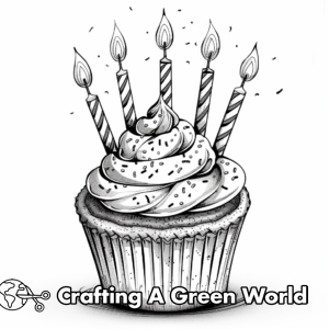 Happy Birthday Cupcake Coloring Pages - Free & Printable!