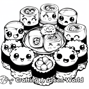 Kawaii Sushi Coloring Pages - Free & Printable!