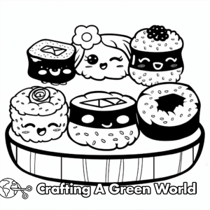 Kawaii Sushi Coloring Pages - Free & Printable!