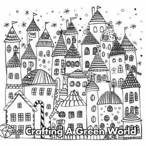 Christmas Village Coloring Pages - Free & Printable!