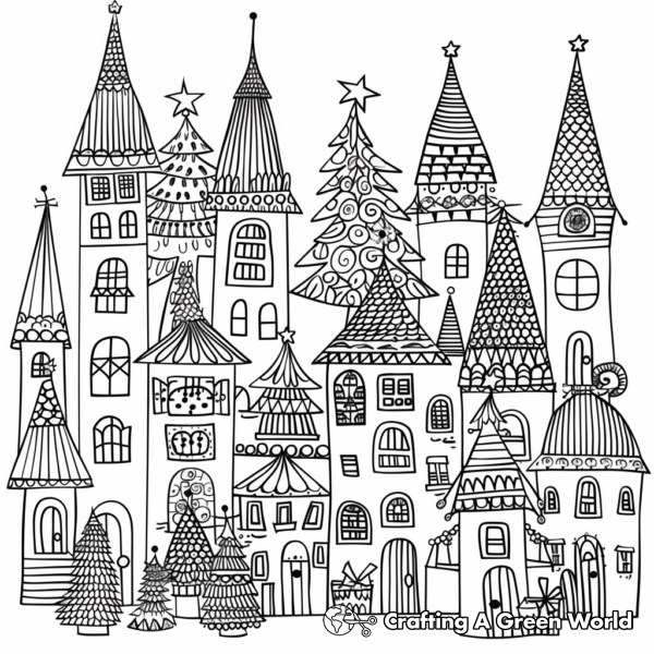 Christmas Village Coloring Pages - Free & Printable!