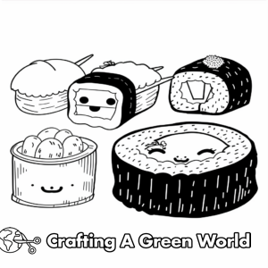 Kawaii Sushi Coloring Pages - Free & Printable!