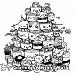 Kawaii Sushi Coloring Pages - Free & Printable!