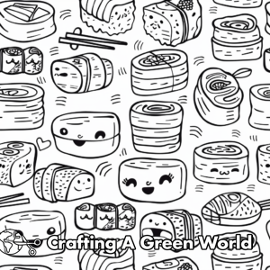 Kawaii Sushi Coloring Pages - Free & Printable!