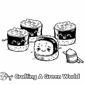 Kawaii Sushi Coloring Pages - Free & Printable!