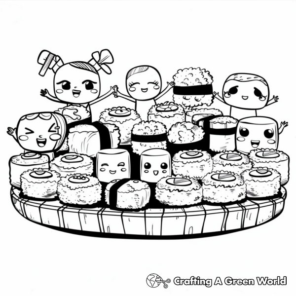 Kawaii Sushi Coloring Pages - Free & Printable!