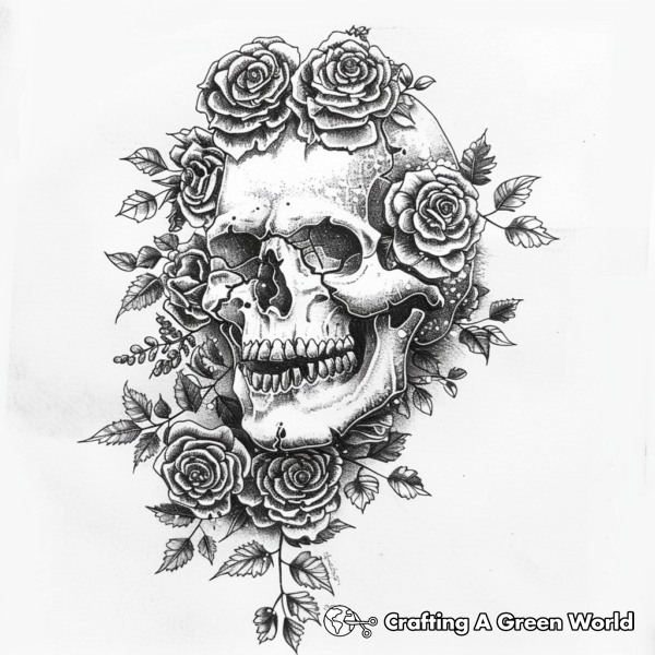 Skull And Roses Coloring Pages - Free & Printable!